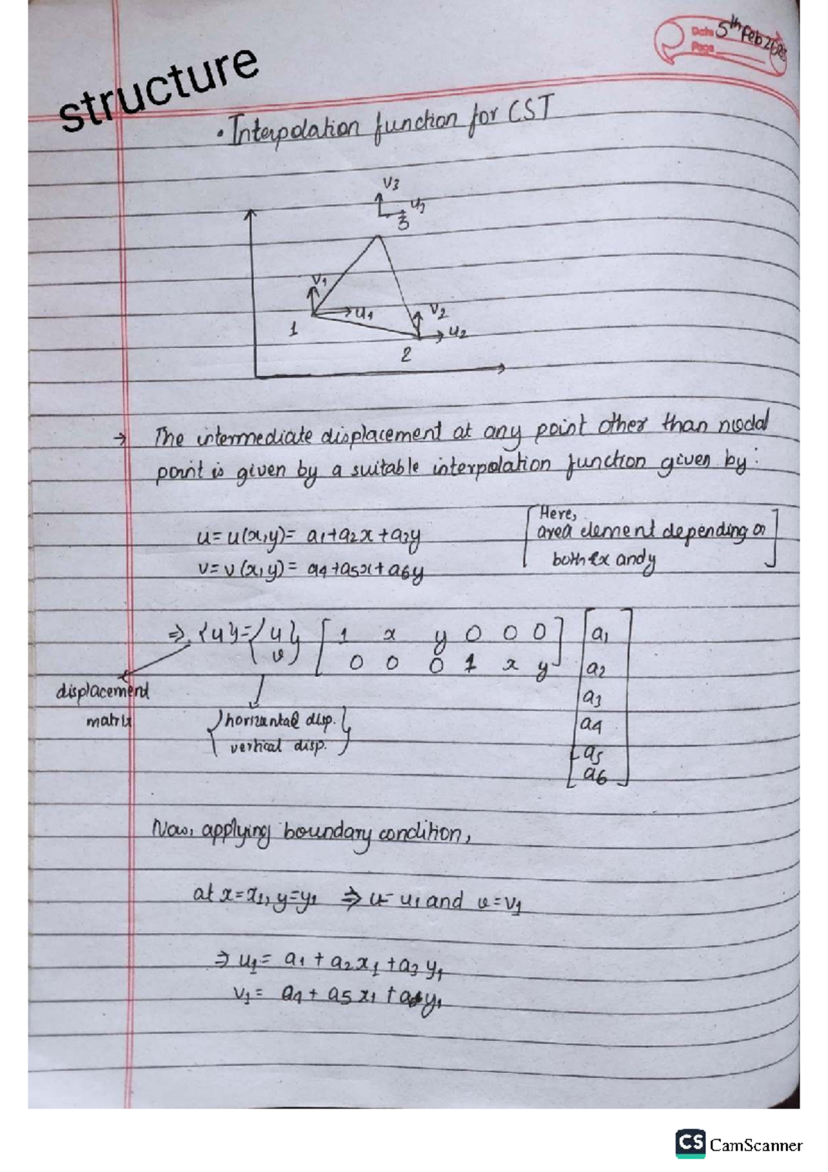 Interpolation Functions and Stiffness Matrix for CST V3 - CT Str Notes ...