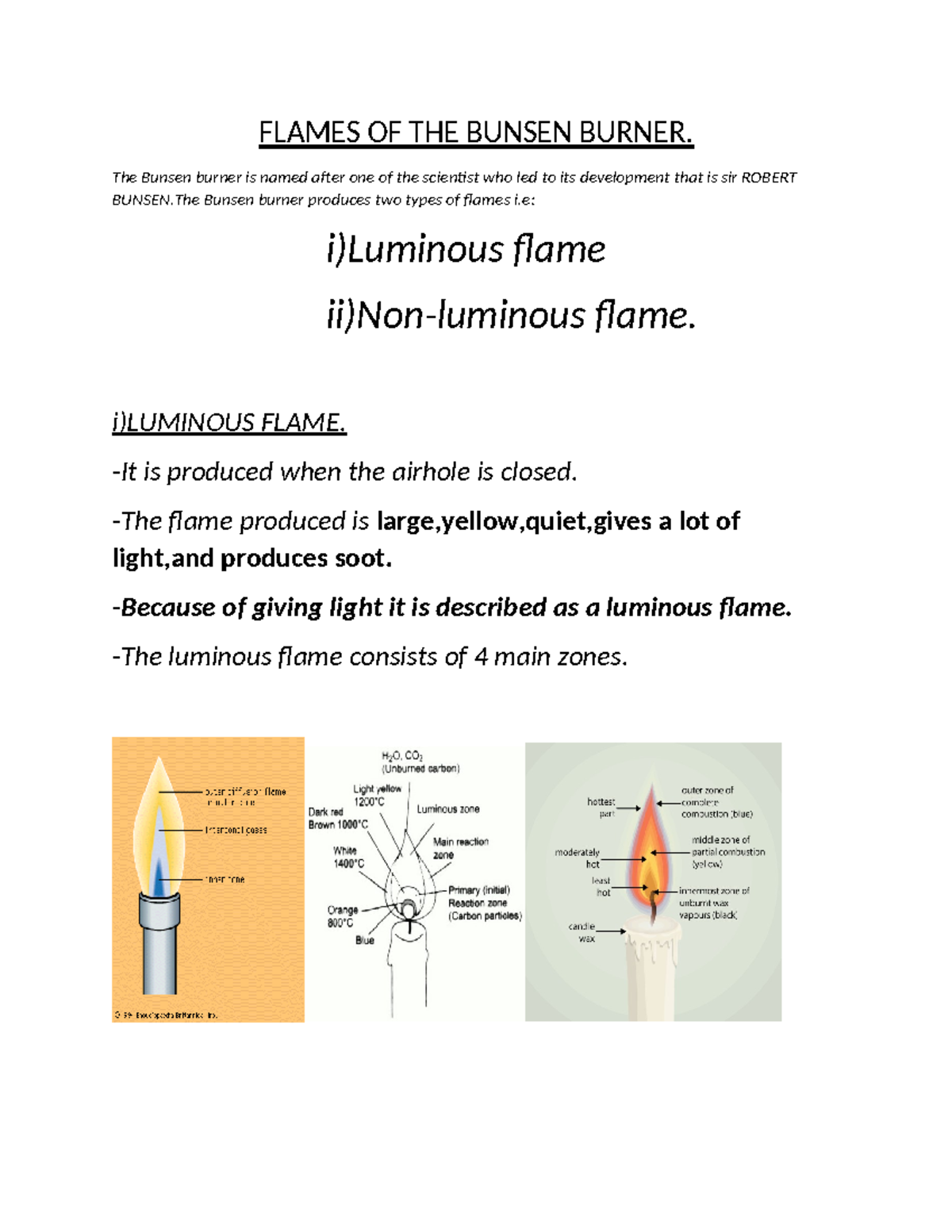 Flames of the Bunsen Burner: Luminous vs Non-Luminous Flame Analysis ...