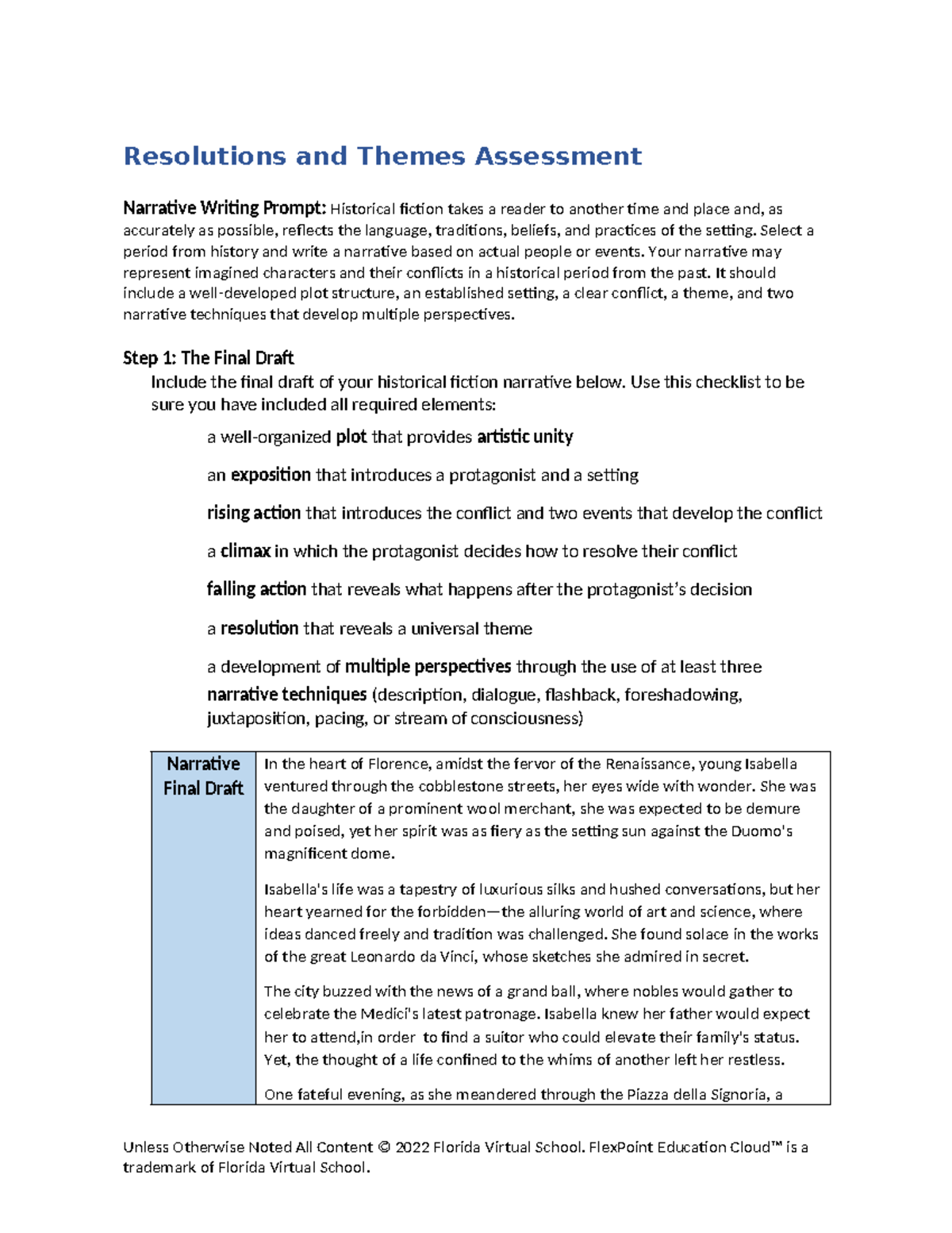 6.03 English - Historical Fiction Narrative & Assessment Guide - Studocu