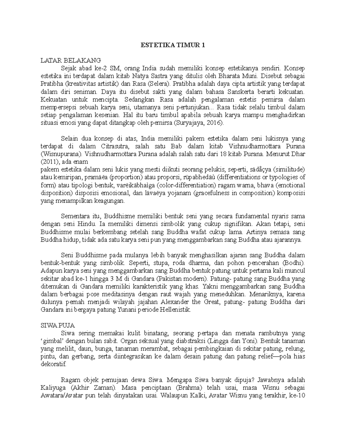 Estetika Timur 1: Konsep dan Perkembangan Seni dalam Tradisi Asia - Studocu