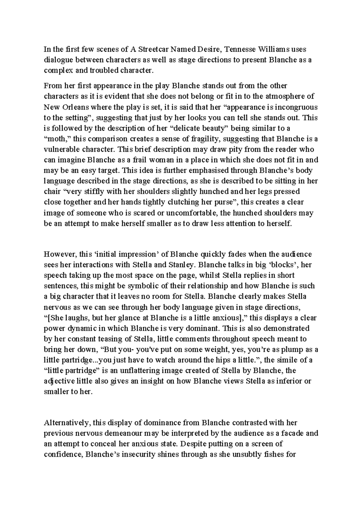 Blanche's Character Analysis in Scene 1 of Streetcar (Dramatic Insights ...