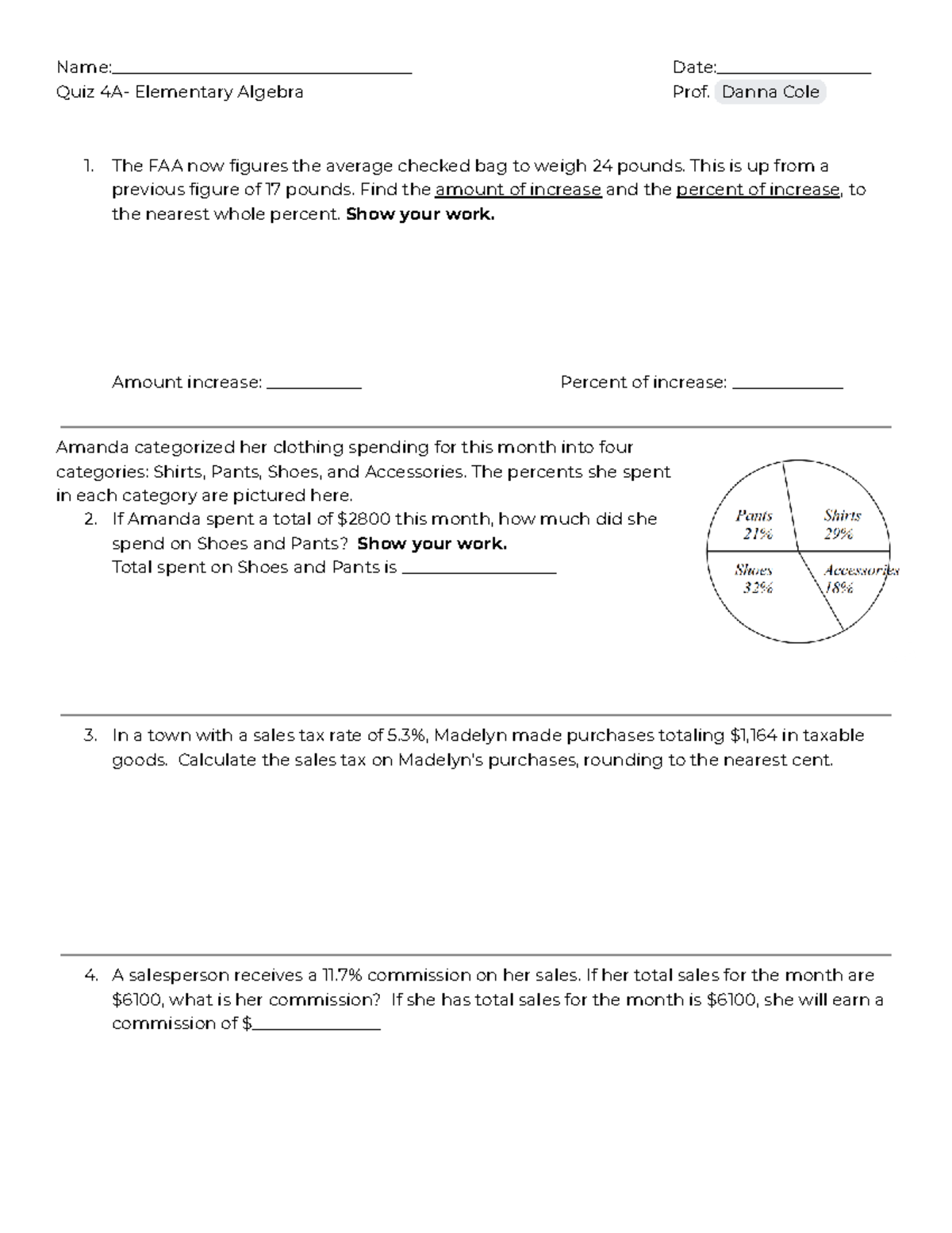 Quiz 4A - Elementary Algebra Concepts & Calculations - Studocu