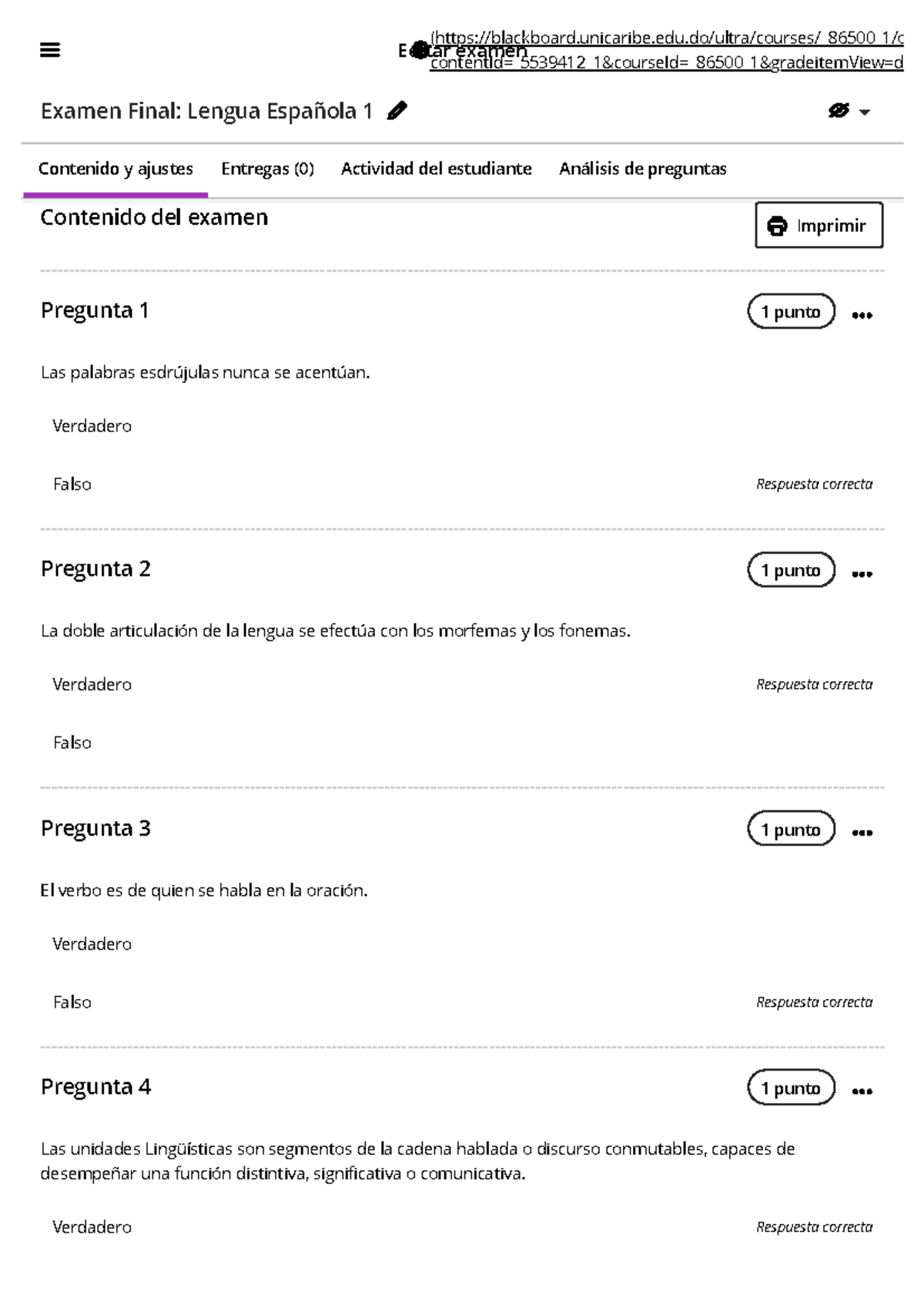 Examen Final: Lengua Española 1 - Preguntas y Respuestas - Studocu