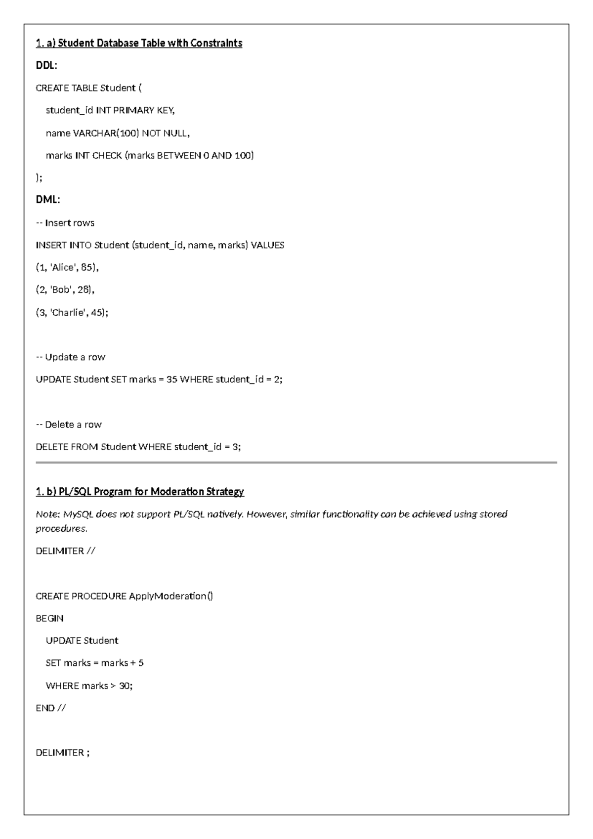 Set 2 DBMS: Student, Bus, Product, and Employee Database DDL ...