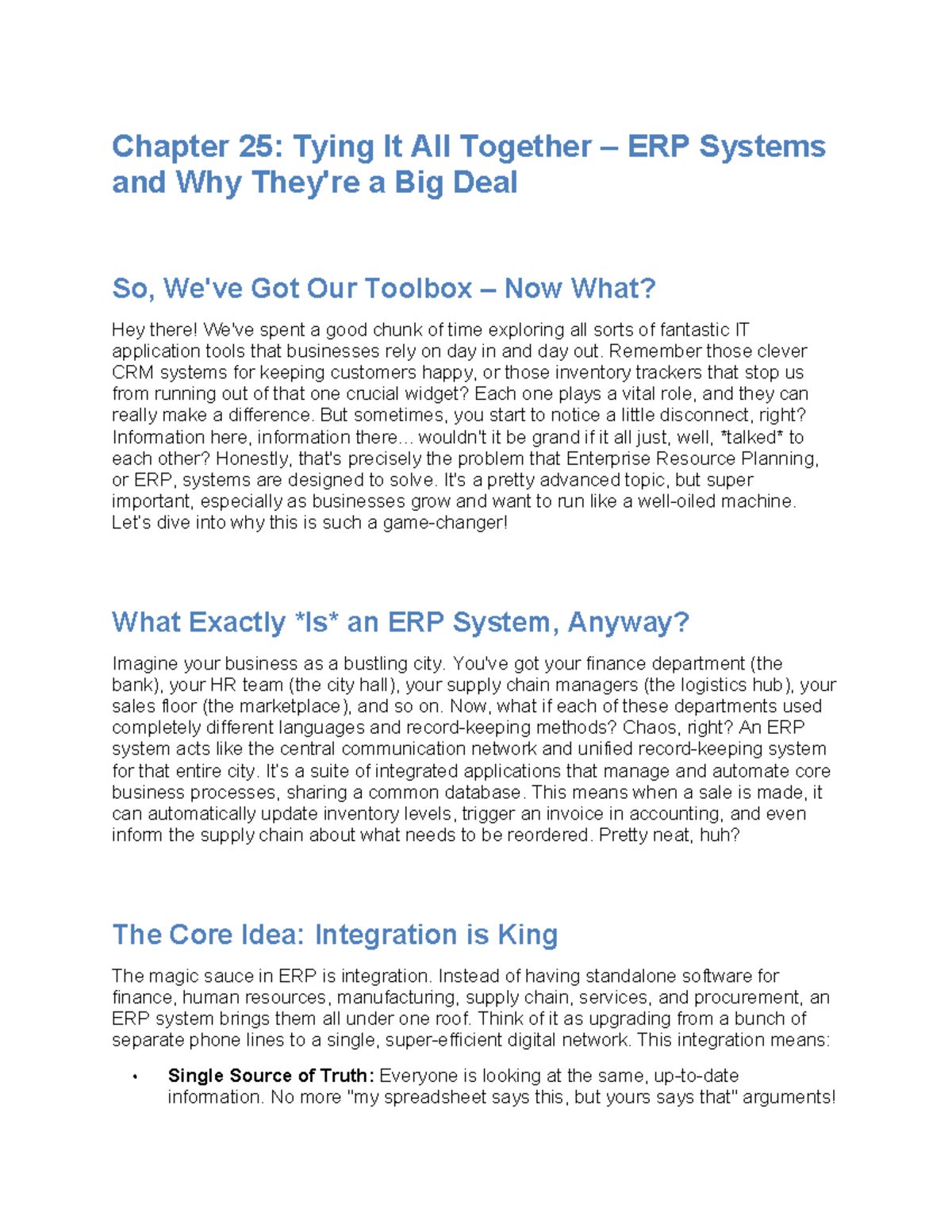 Chapter 25: Mastering ERP Systems for Business Success (IT 101) - Studocu
