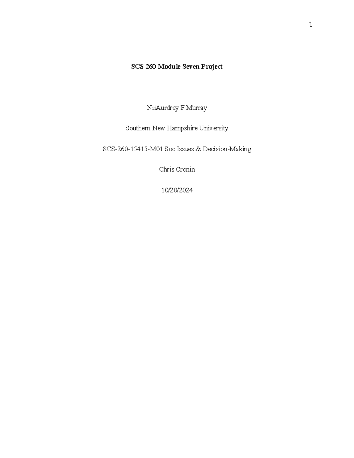 SCS-260 Module 7 Project: Addressing Socioeconomic Inequality - Studocu