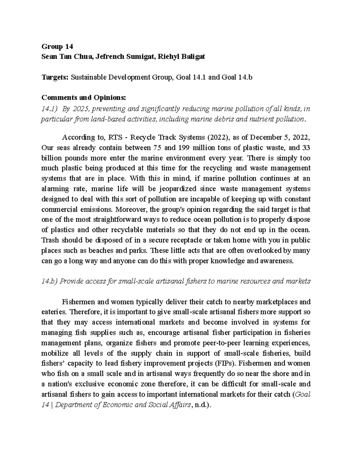 CSR-G - Group 14 - dfcdffv - Group 14 Sean Tan Chua, Jefrench Sumigat ...