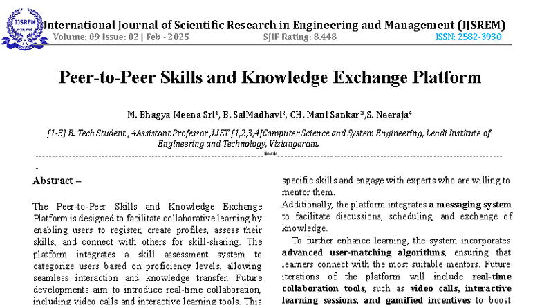 Skills and Knowledge Exchange Platform: Enhancing Digital Learning ...