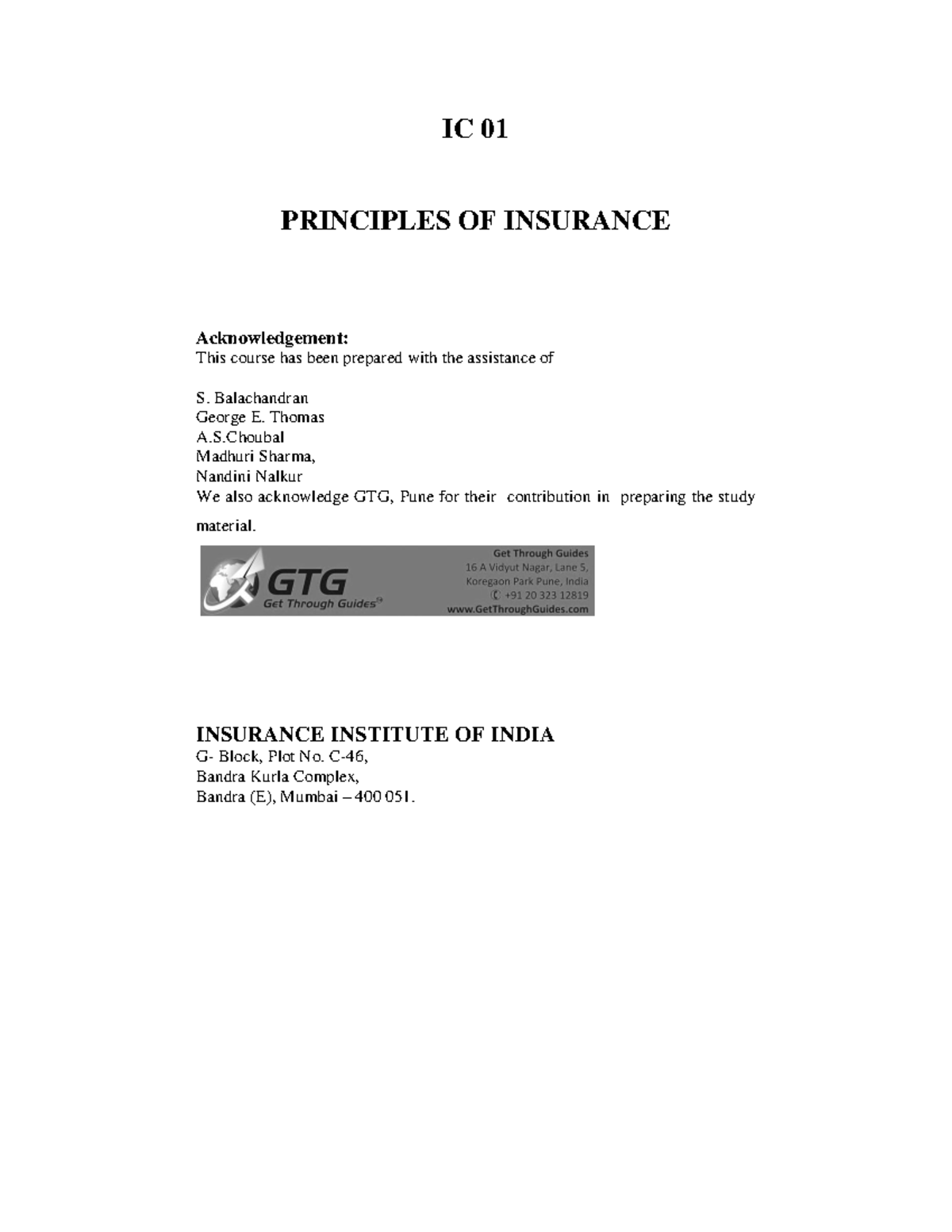 IC 01 - Principles of Insurance: A Comprehensive Study Guide - Studocu
