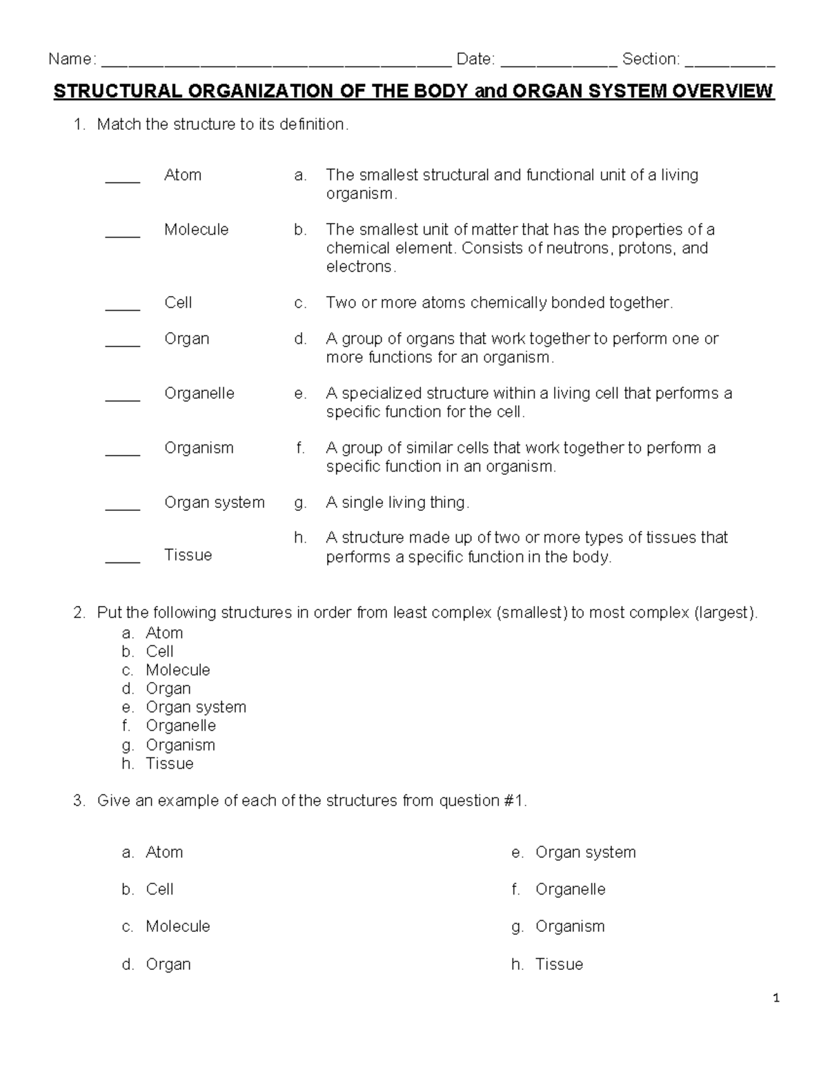 Body Systems Overview: Organs, Functions, and Disorders (BIO101) - Studocu