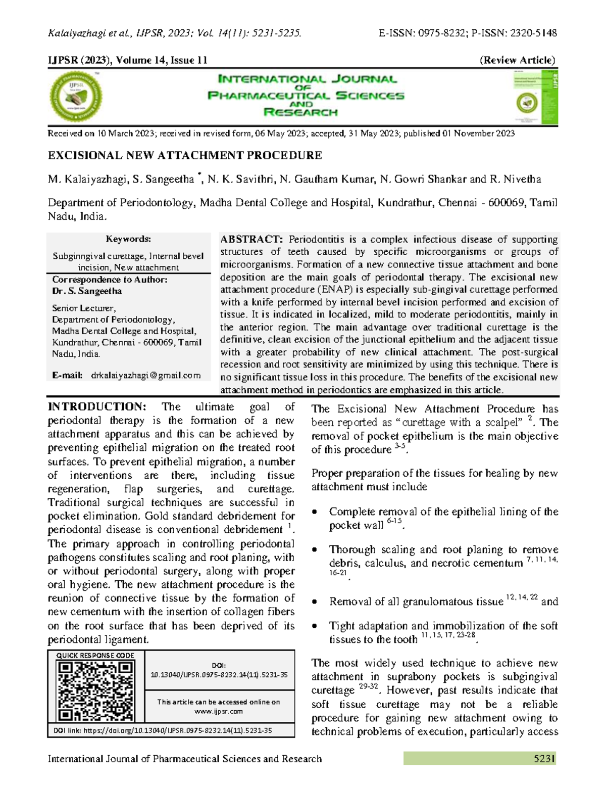 Excisional New Attachment Procedure (ENAP) in Periodontal Therapy - Studocu