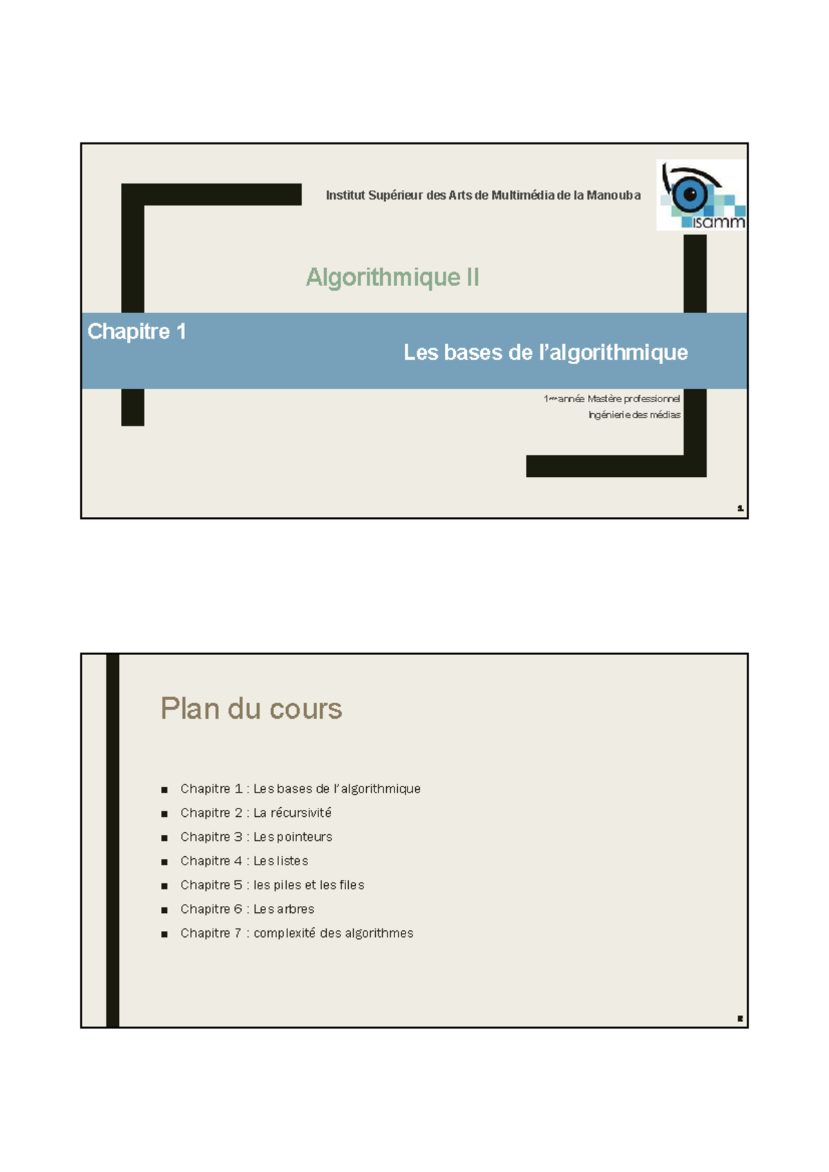 Algorithmique II - Chapitre 1 : Les Bases et Structures Fondamentales ...