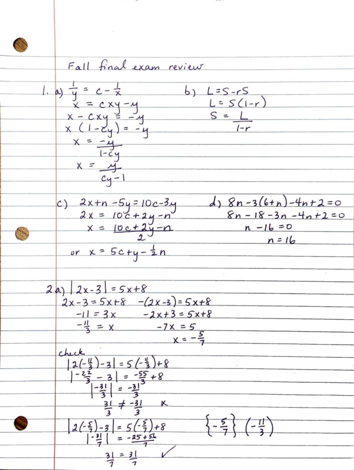Algebra II KAP Fall Final Review KEY 24-25 - a e l s S T = - a 5 4 5 h = - ?? a q 7 Dib) 4]ax-s ...