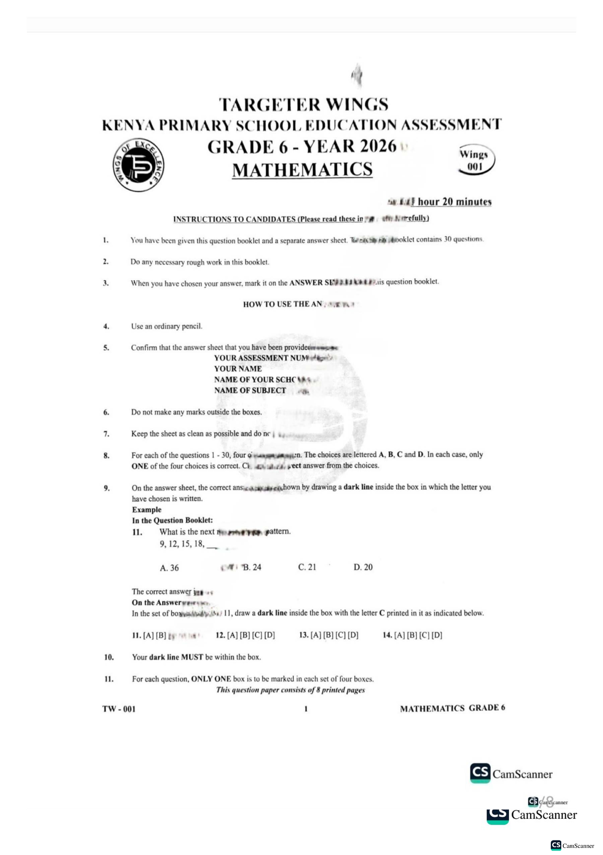 TW 001 Grade 6 Mathematics Assessment 2026 - Studocu
