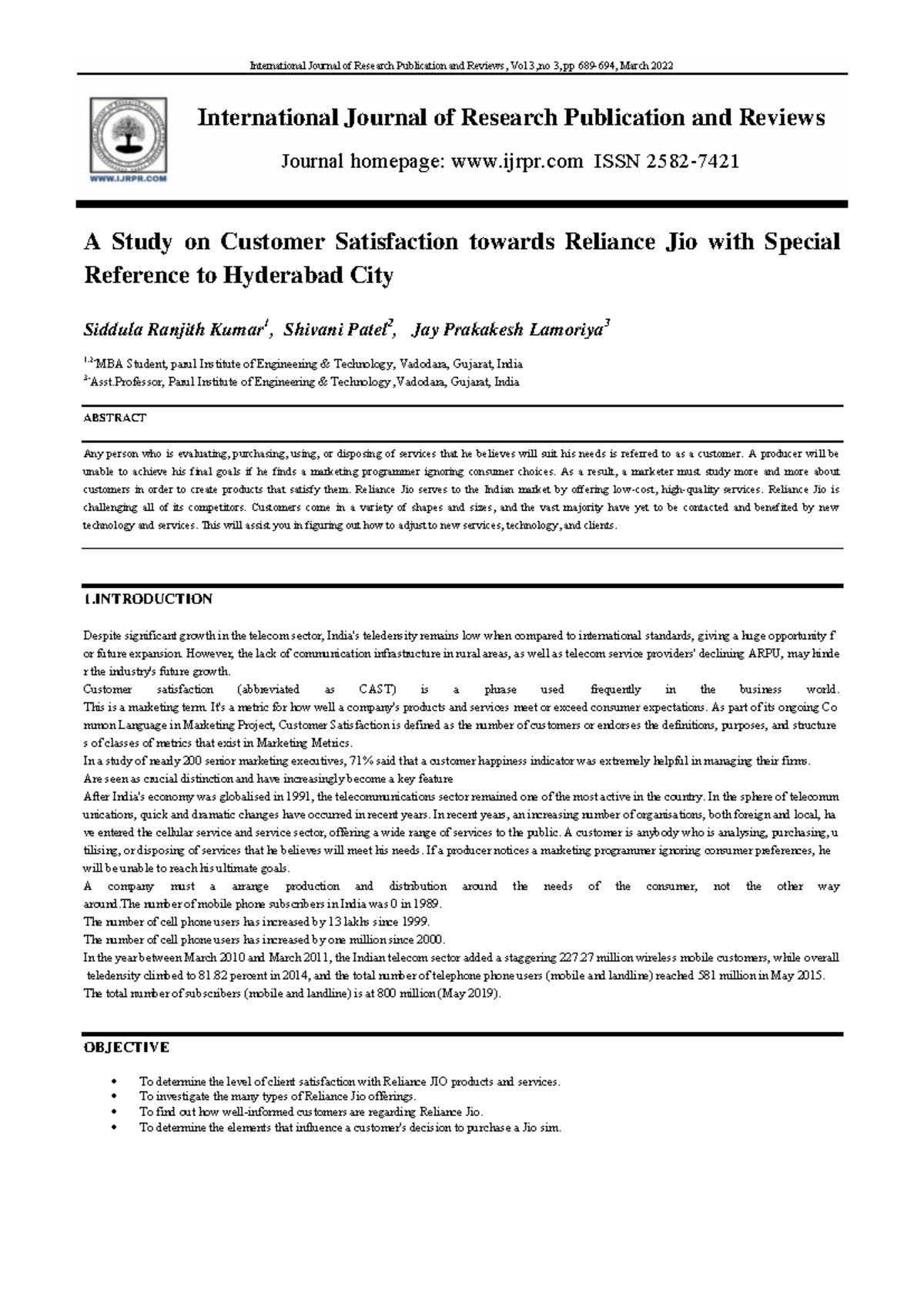 Ijrpr 2944 - Data - International Journal of Research Publication and ...