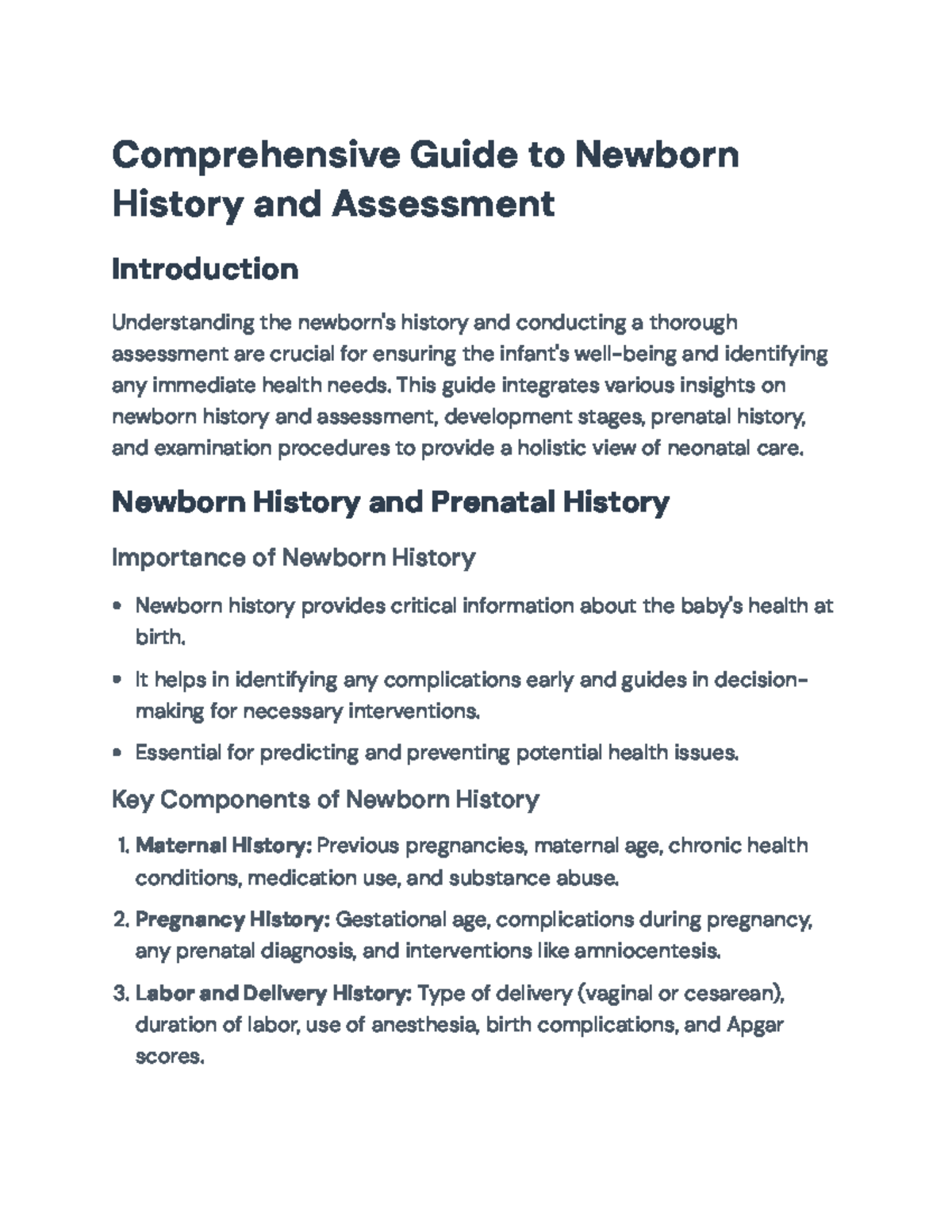 Newborn History and Assessment Guide: Essential Components for Care ...