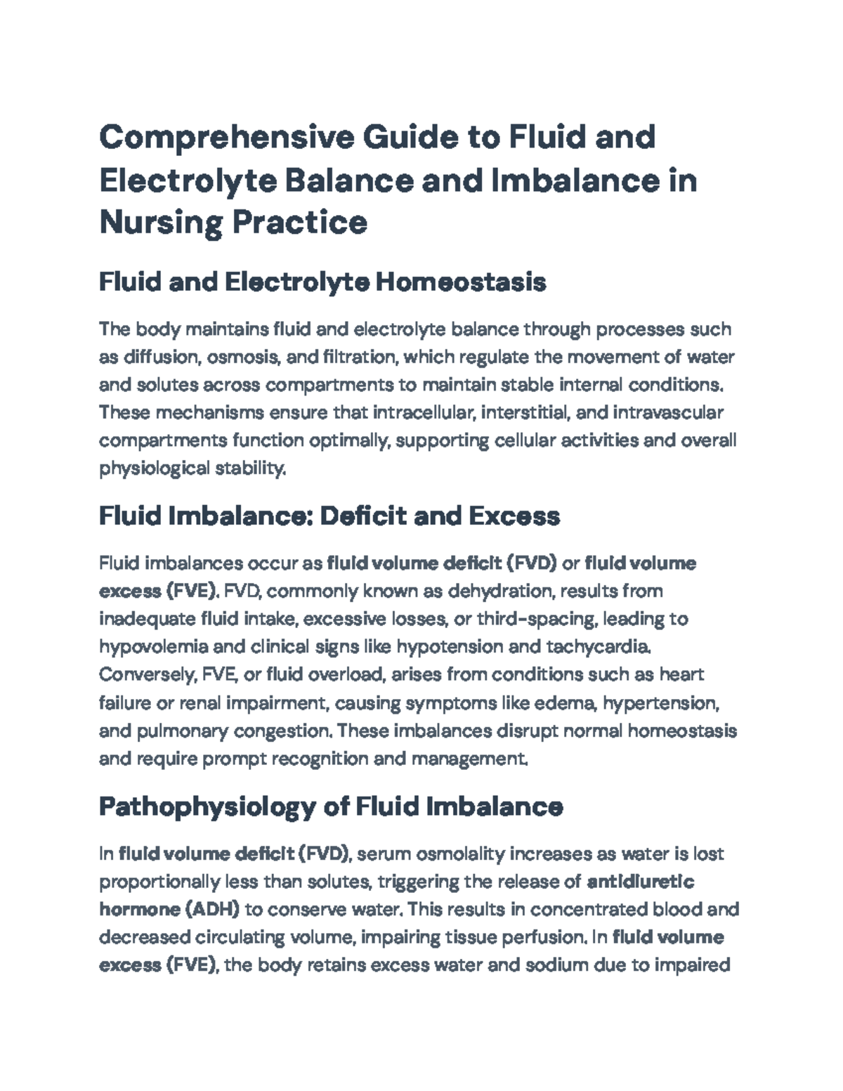 Comprehensive Guide to Fluid & Electrolyte Imbalances in Nursing ...