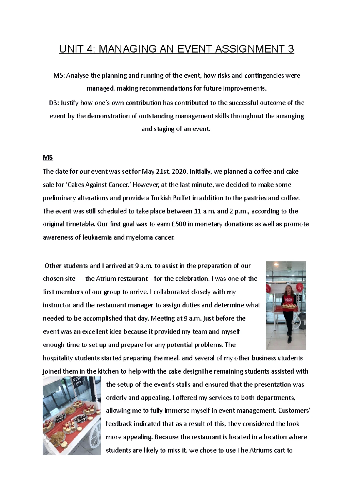 Unit 4- Assingment 1 managing and event - Unit 4: Managing an event Explore the role of an even ...