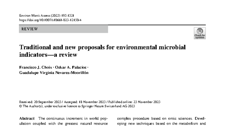 REVIEW: Traditional & New Bioindicators for Environmental Monitoring ...
