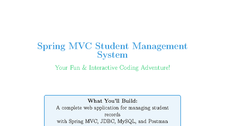 Spring MVC Student Management System: A Complete Guide (CS101) - Studocu