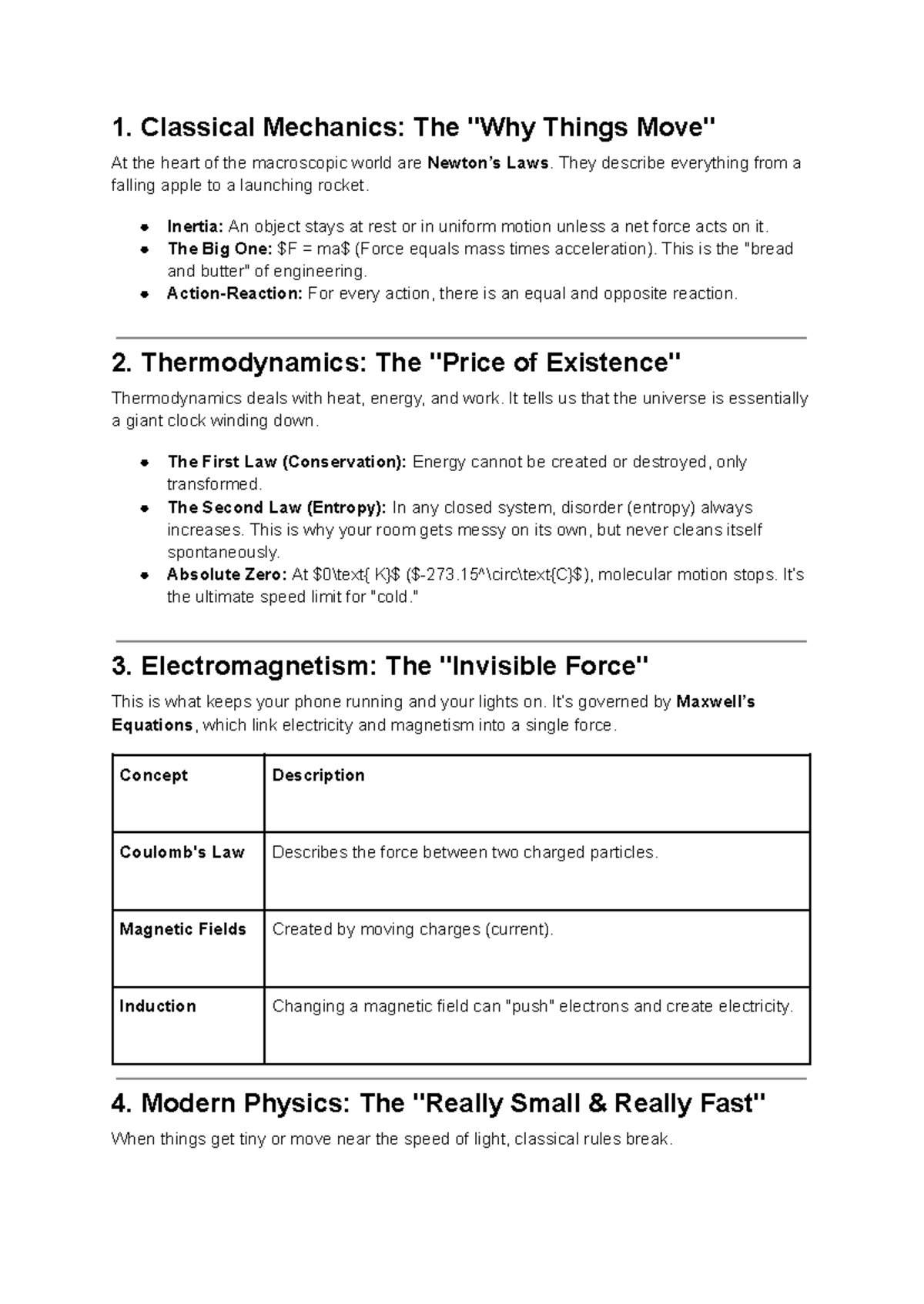 Physics Notes: Classical Mechanics, Thermodynamics, Electromagnetism ...