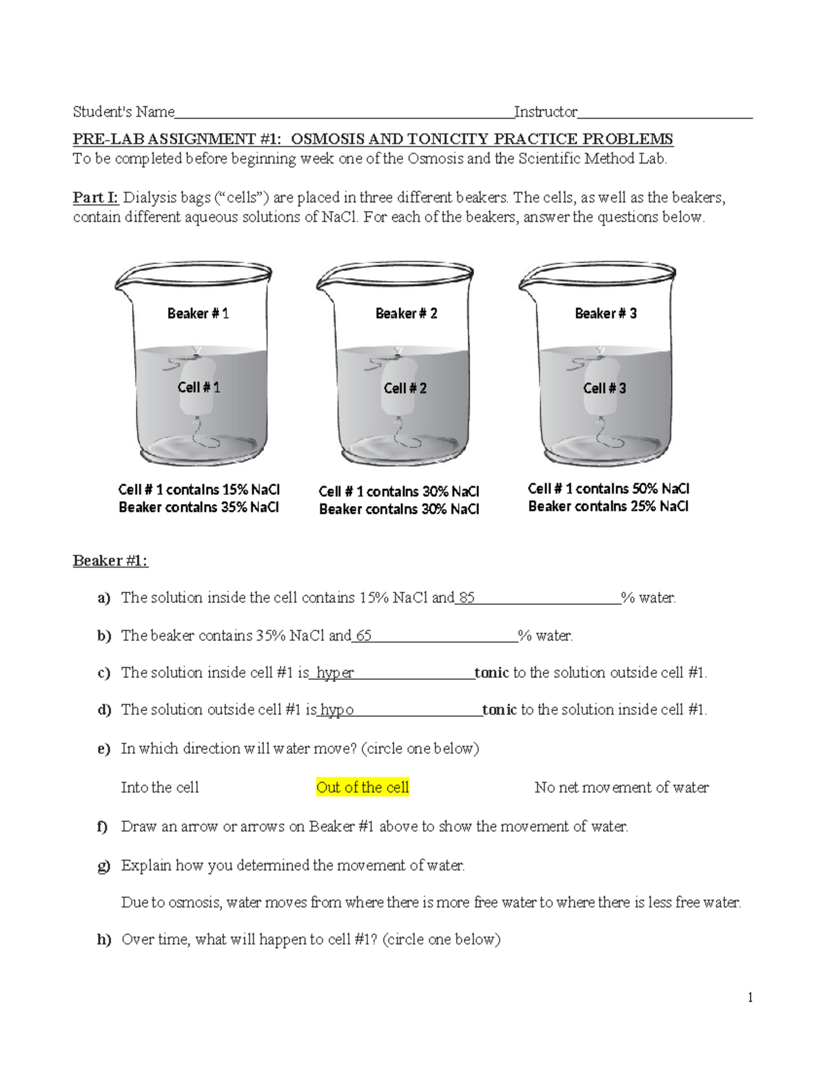 Prelab Lab1: Osmosis and Tonicity Practice Problems - Studocu