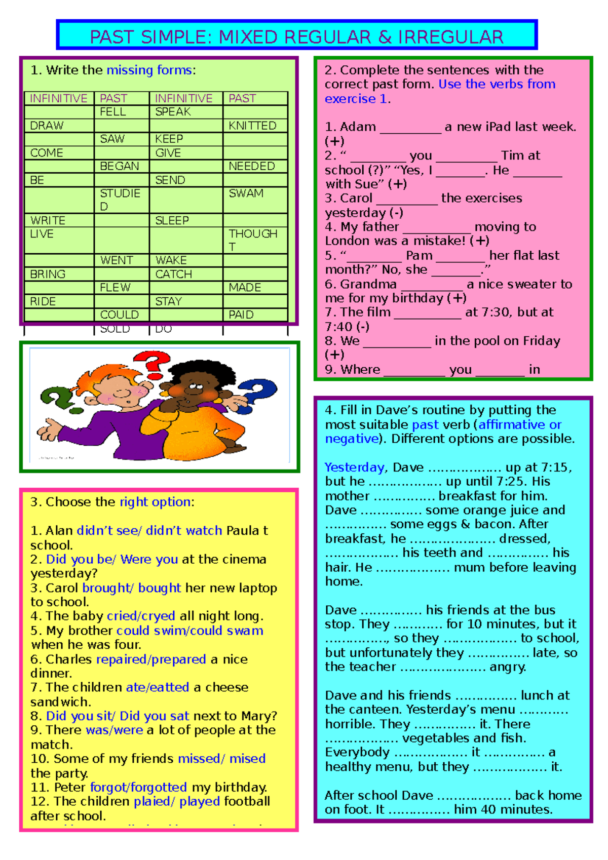 Past Simple: Irregular Verbs Exercises & Key - Studocu