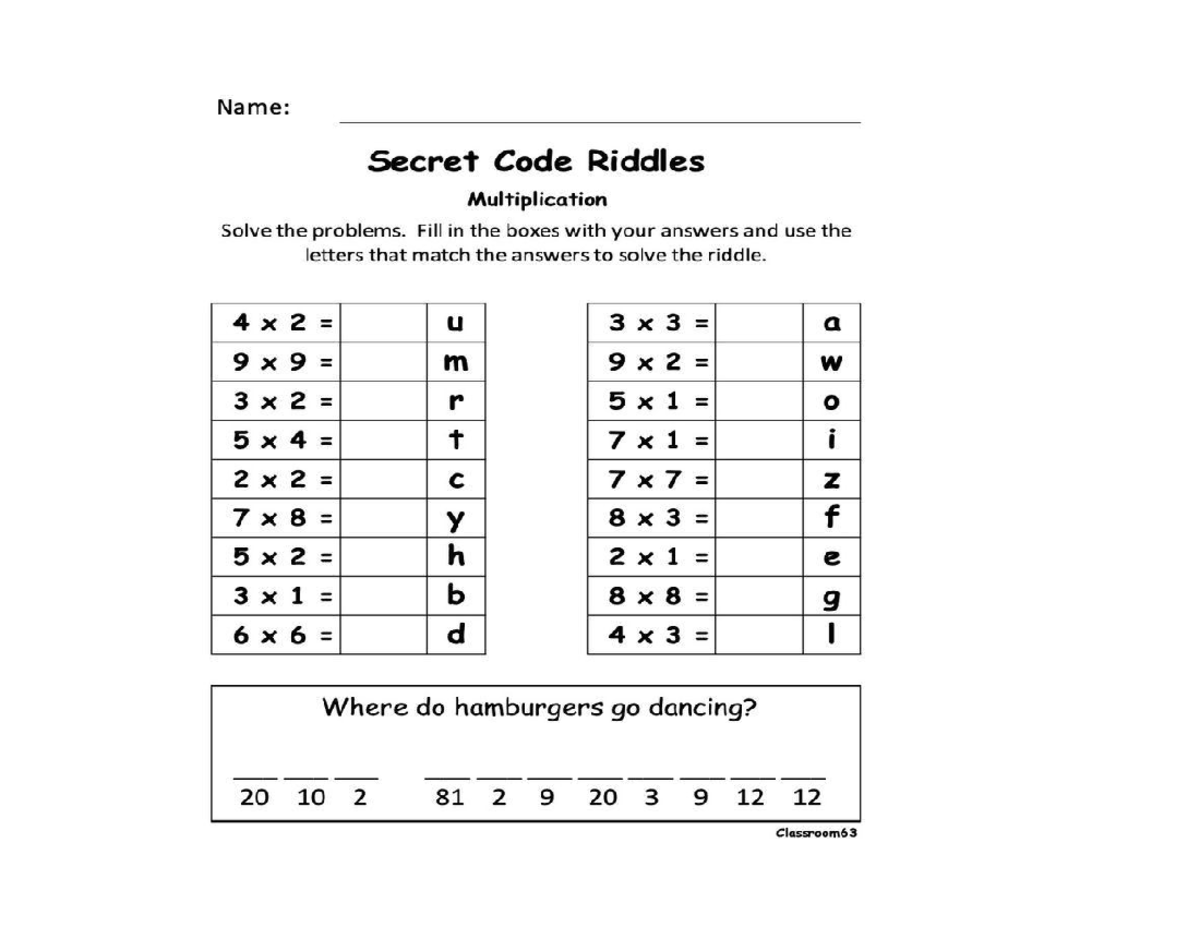 Secret Code Riddles & Reading Comprehension Worksheet (WS3) - Studocu