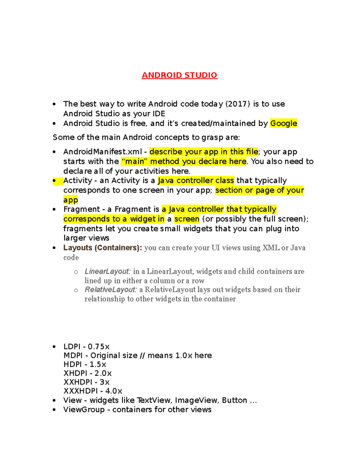 Android Studio notes - ANDROID STUDIO The best way to write Android ...