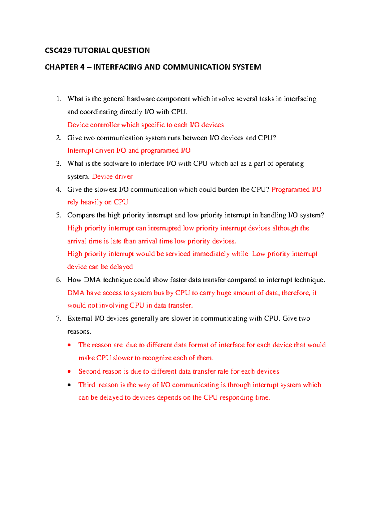 CSC429 Chapter 4 Tutorial IO Interfacing -ANS Scheme - CSC429 TUTORIAL ...