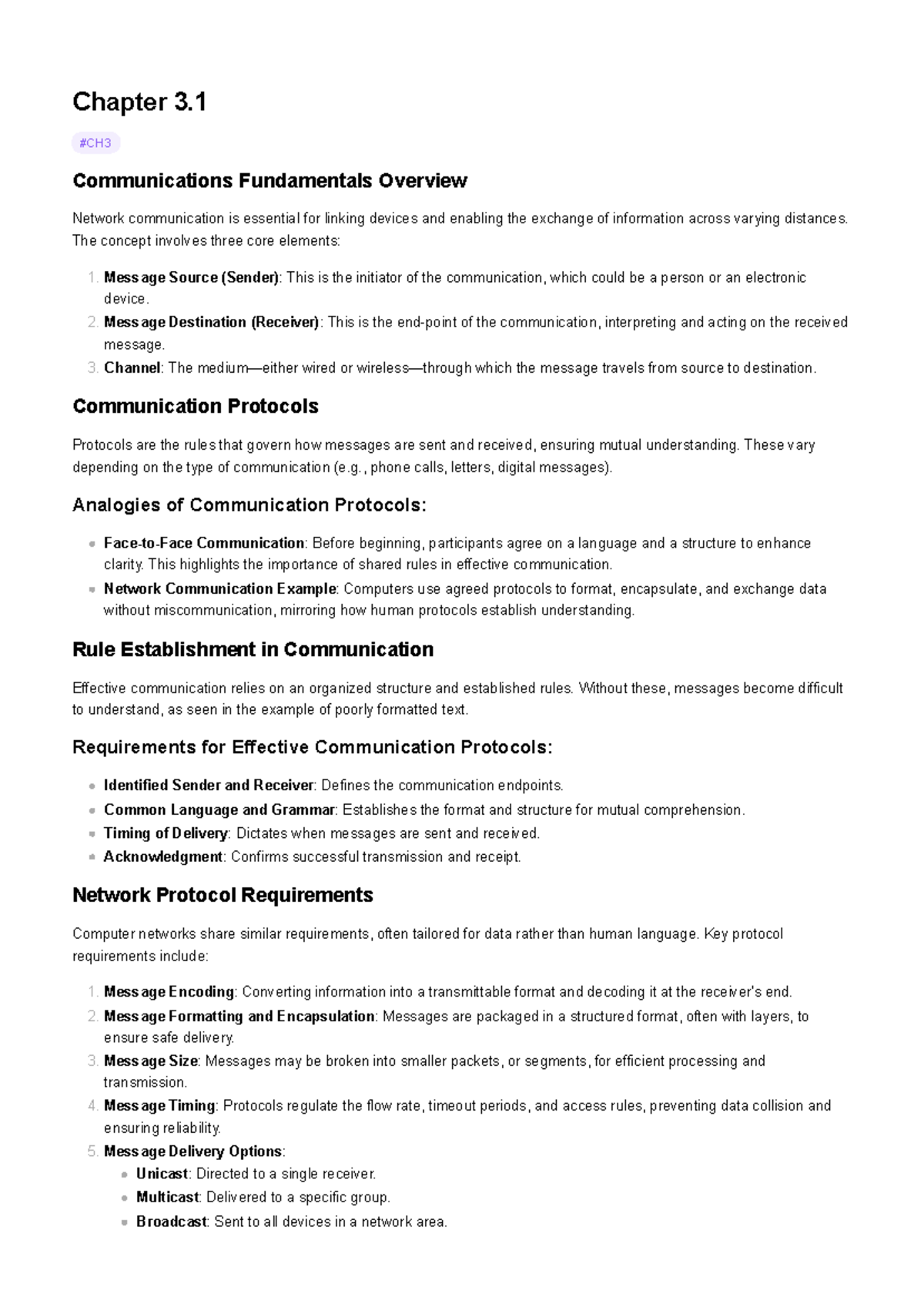 Chapter 3: Overview of Network Communication Protocols and Models - Studocu