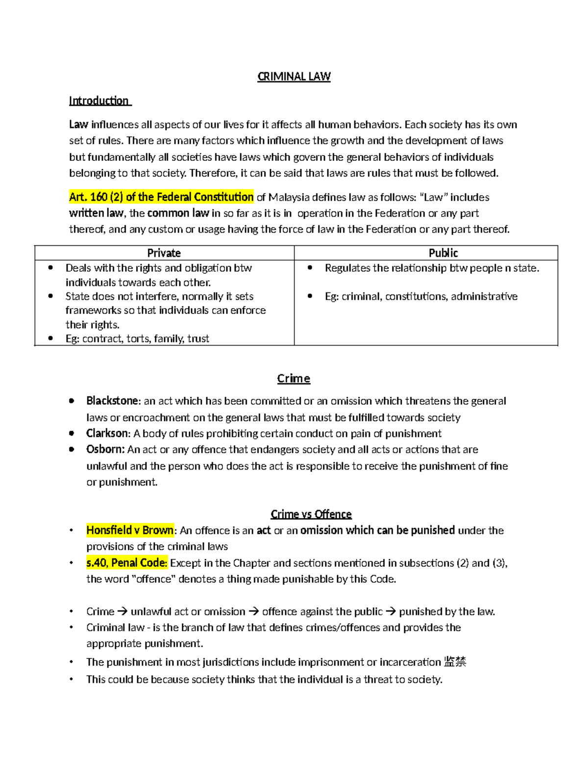 CRIMINAL LAW 101: Introductory Notes on Legal Principles - Studocu