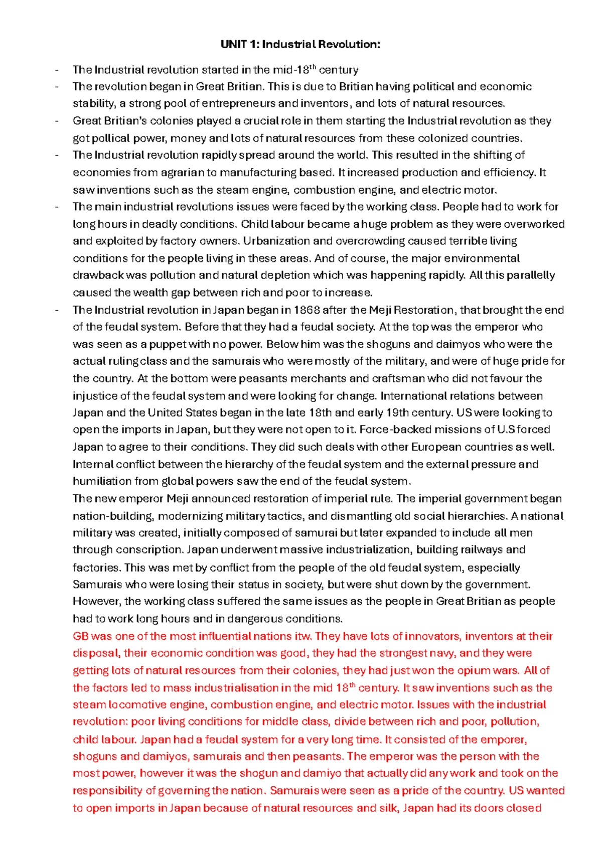 HIST 101: Comprehensive History Notes on the Industrial Revolution and ...