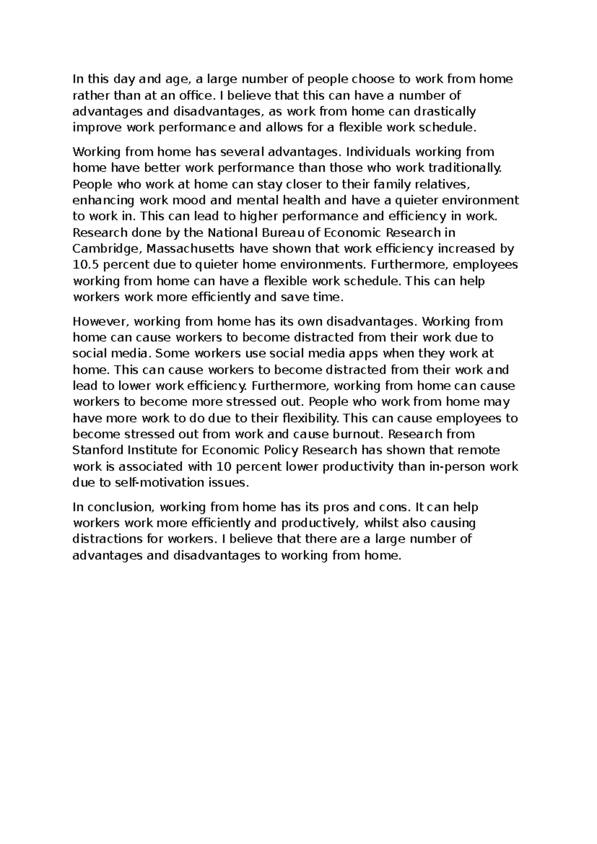 Advantages and Disadvantages of Working from Home: A Study - Studocu