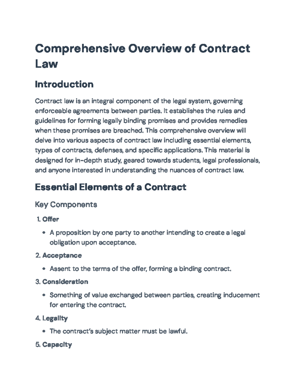 Comprehensive Overview of Contract Law for Students and Professionals ...