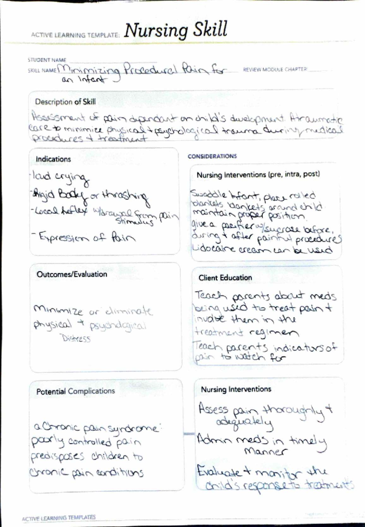 Active learning template: Nursing skill for procedural pain management ...