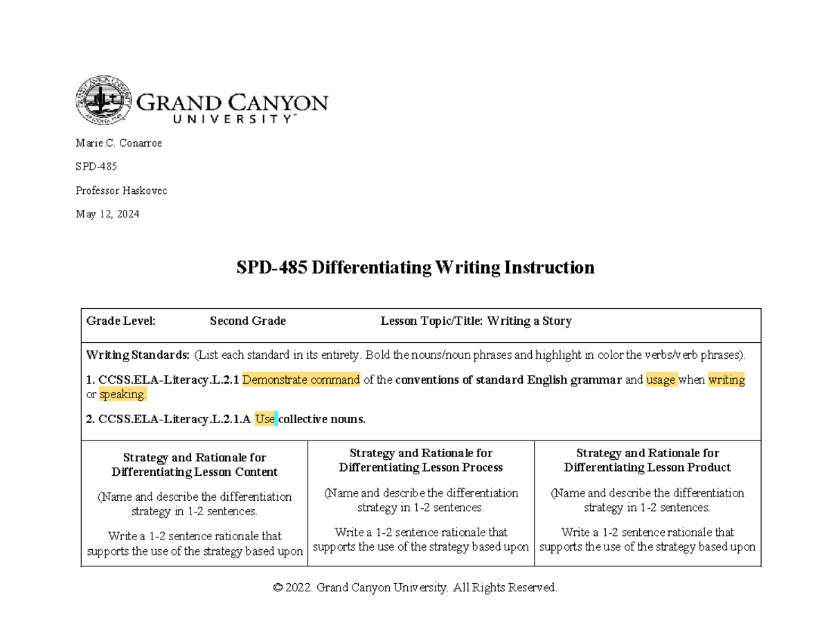 SPD-485 Differentiating Writing Instruction: Strategies for Second ...