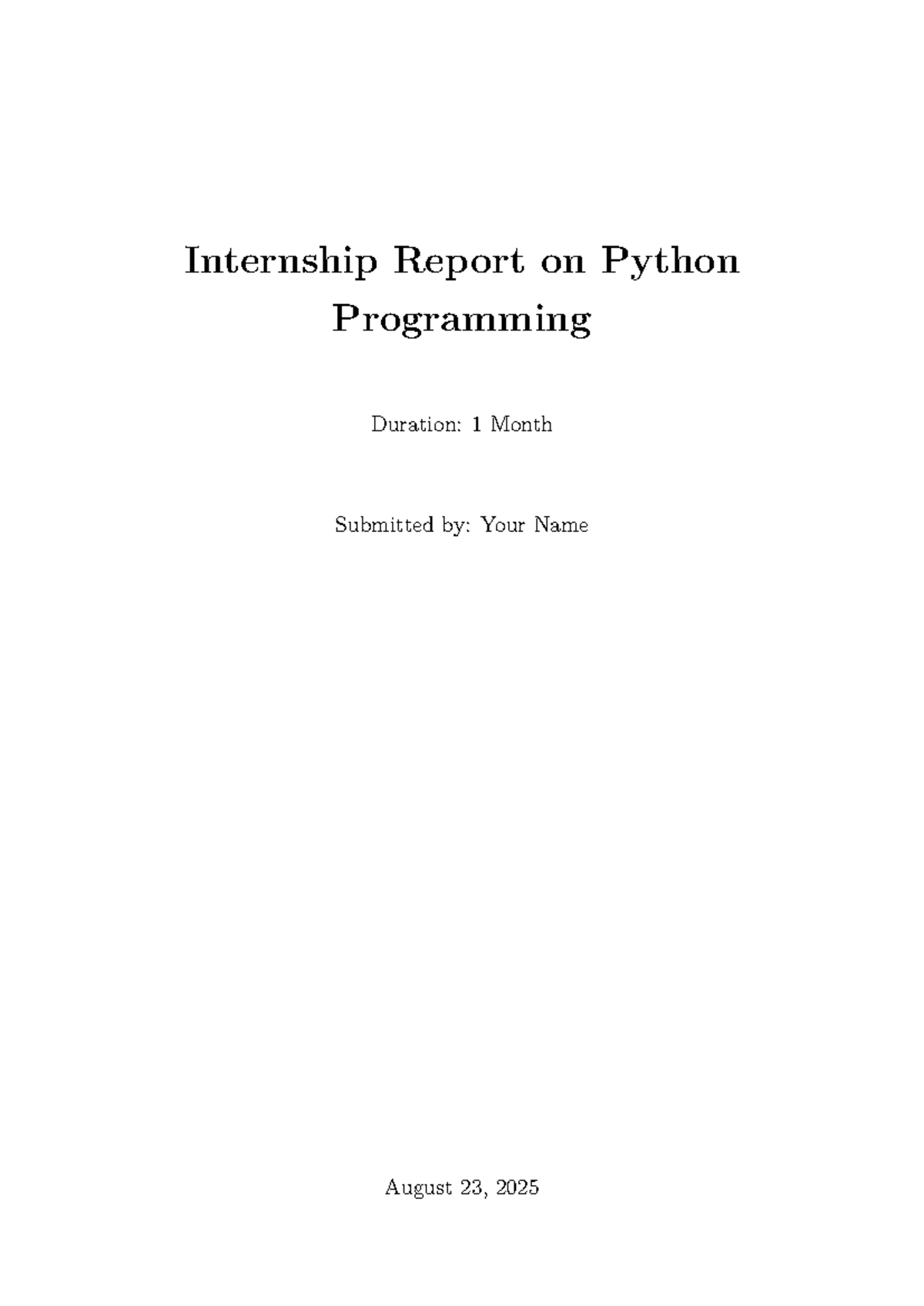 Internship Report on Python Programming (CS101) - 1 Month Summary - Studocu