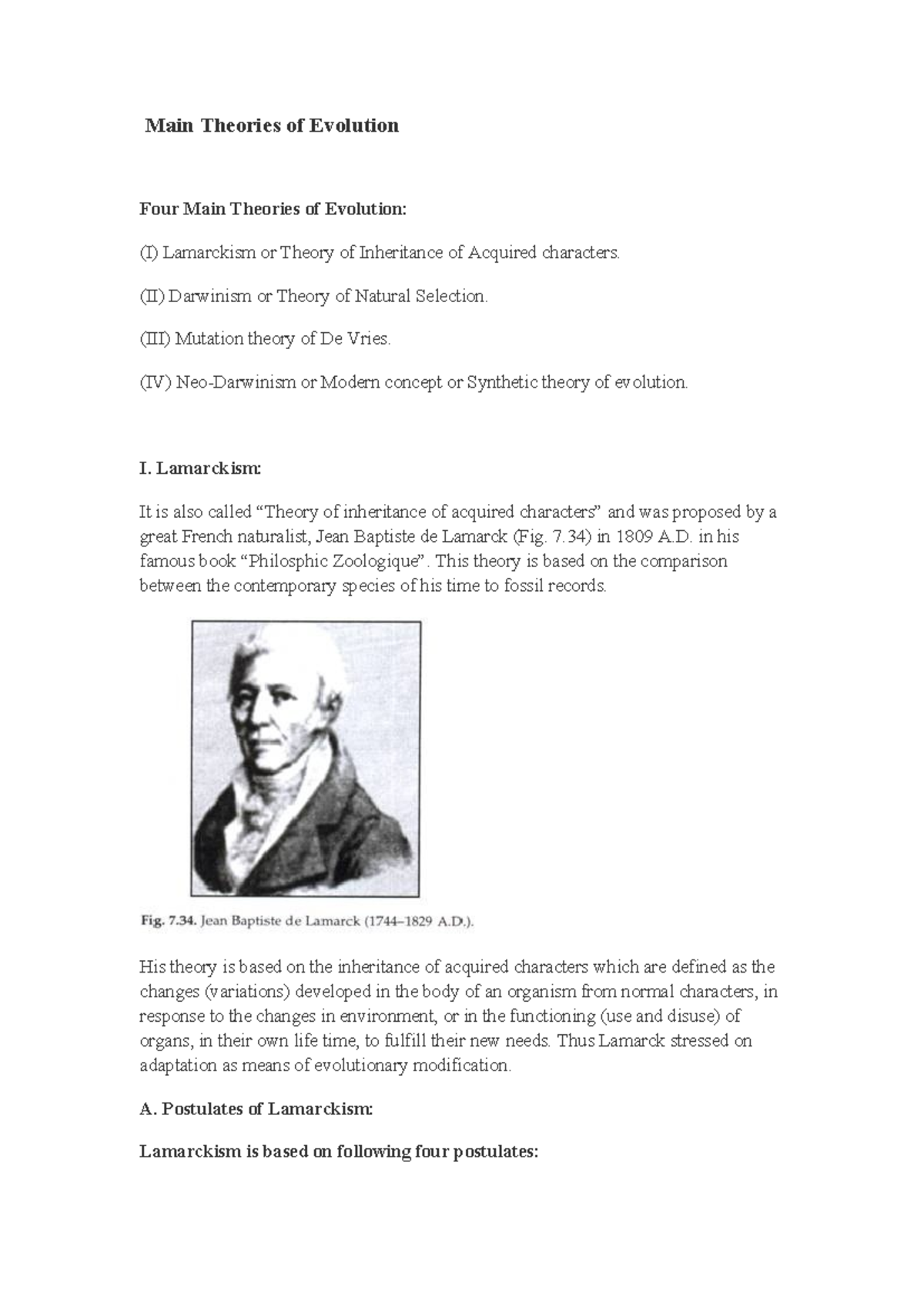Lesson 7 Notes-1: Evolutionary Theories Overview and Critique - Studocu