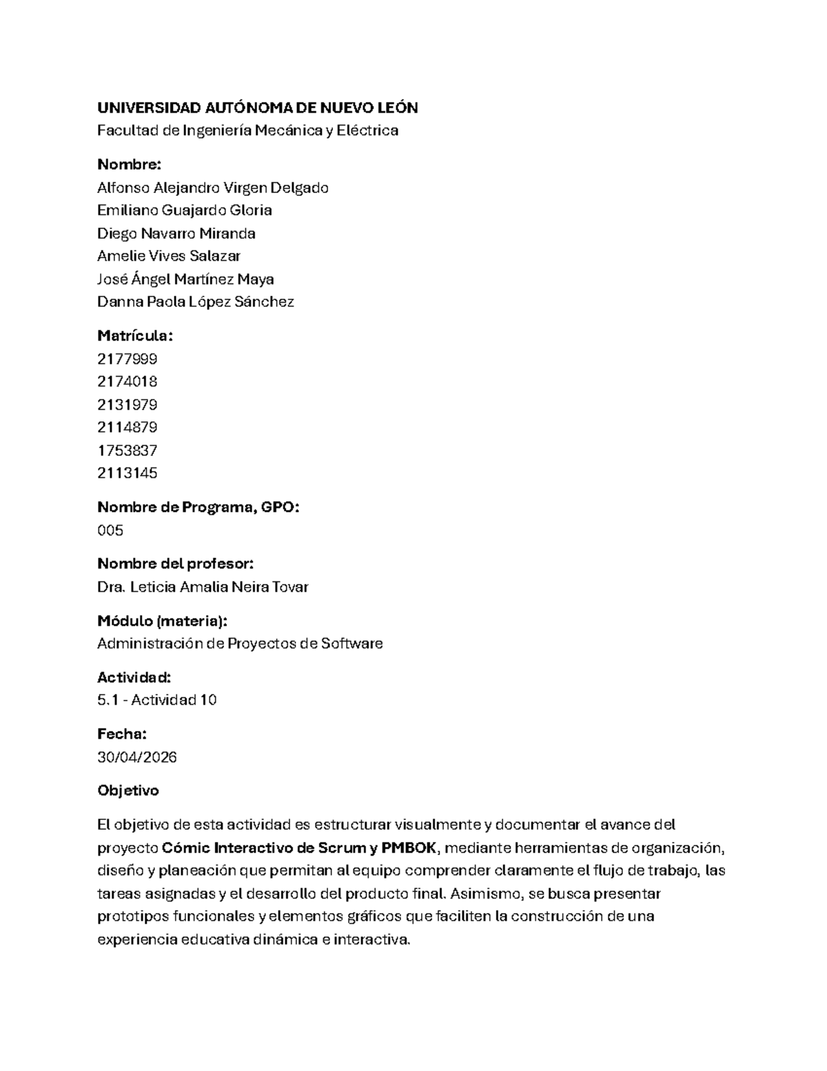N4 Actividad 10: Desarrollo del Cómic Interactivo de Scrum y PMBOK ...