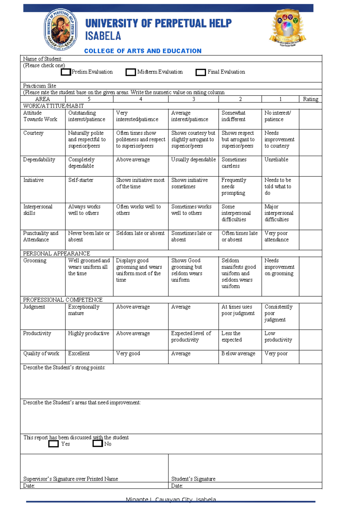 COLLEGE OF ARTS AND EDUCATION Midterm Evaluation Report - Studocu