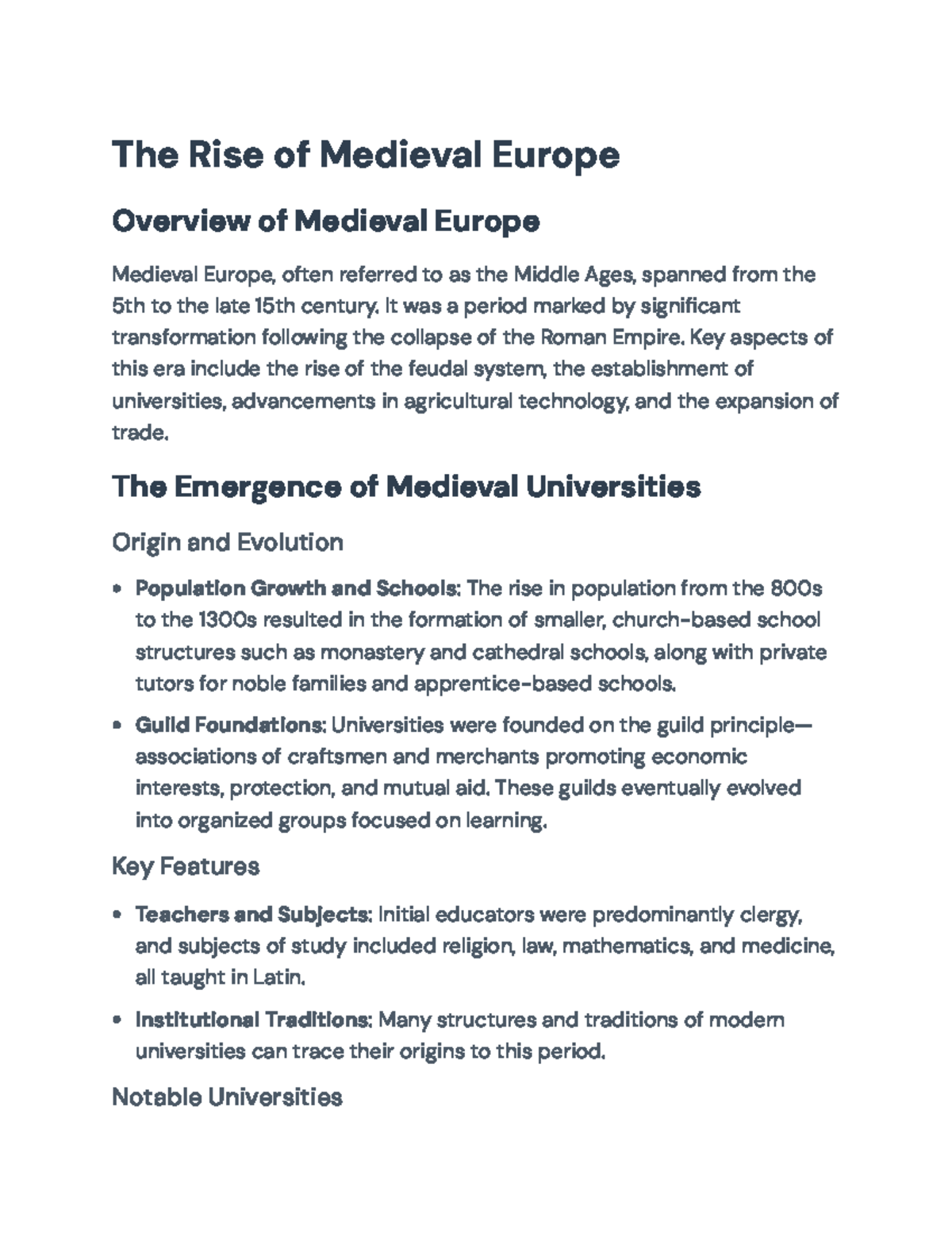 The Rise of Medieval Europe: Universities, Agriculture, and Trade - The ...