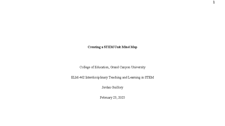 ELM 462 RS T1 STEM Unit Mind Map & Graphic Organizer - Studocu