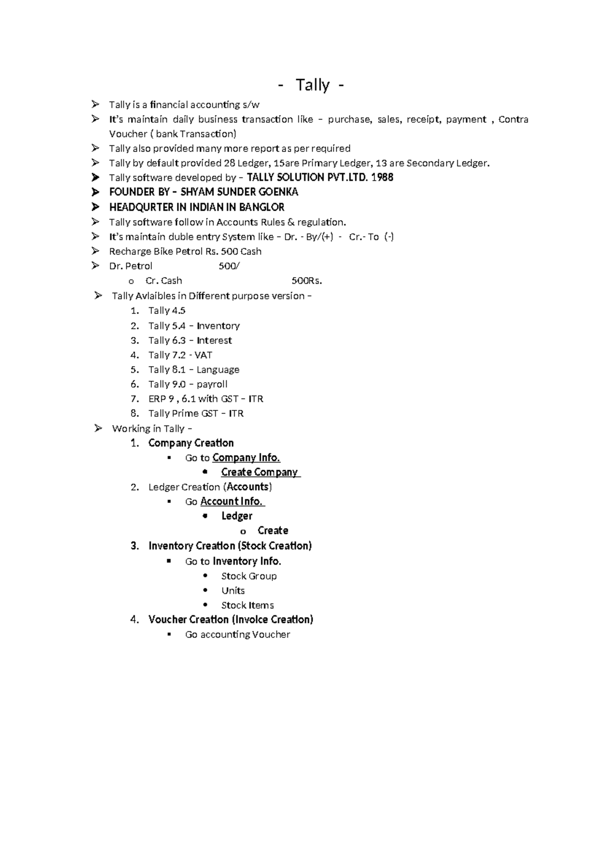 Tally Software Overview: Features, Versions, and Usage Guide - Studocu