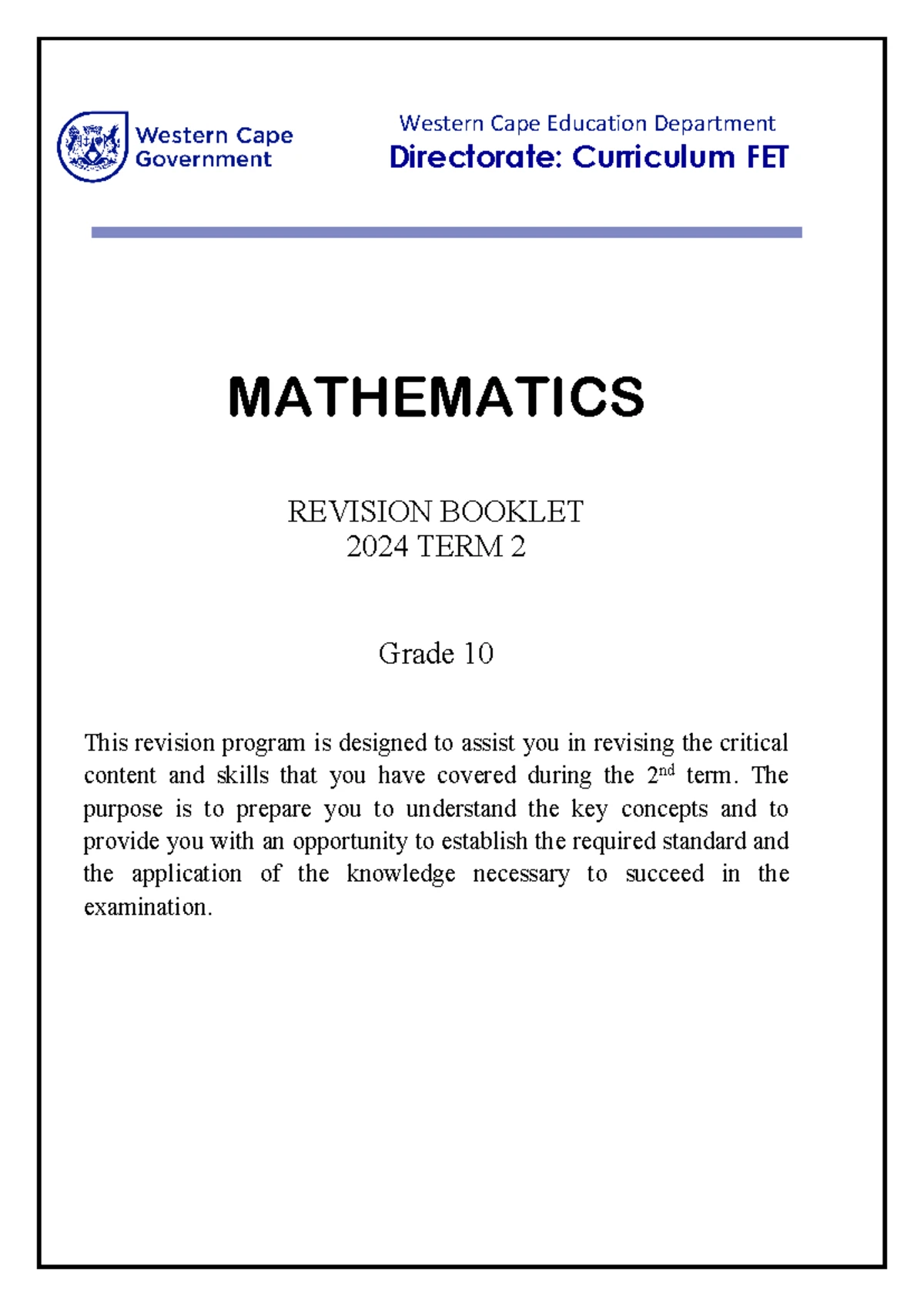 Essential Math Rules for Grade 10-12 Students - Studocu