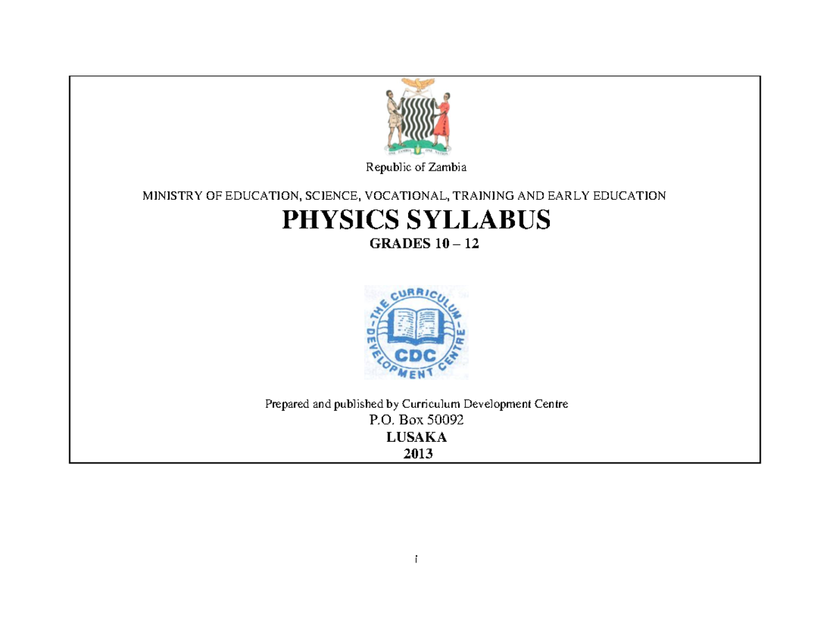 Physics G10-12 - Comprehensive Syllabus Overview and Practical Guide ...