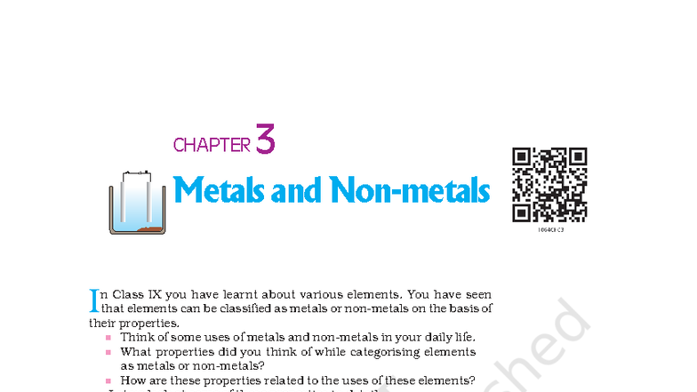 CHAPTER 3: Metals and Their Properties - Class IX Science - Studocu