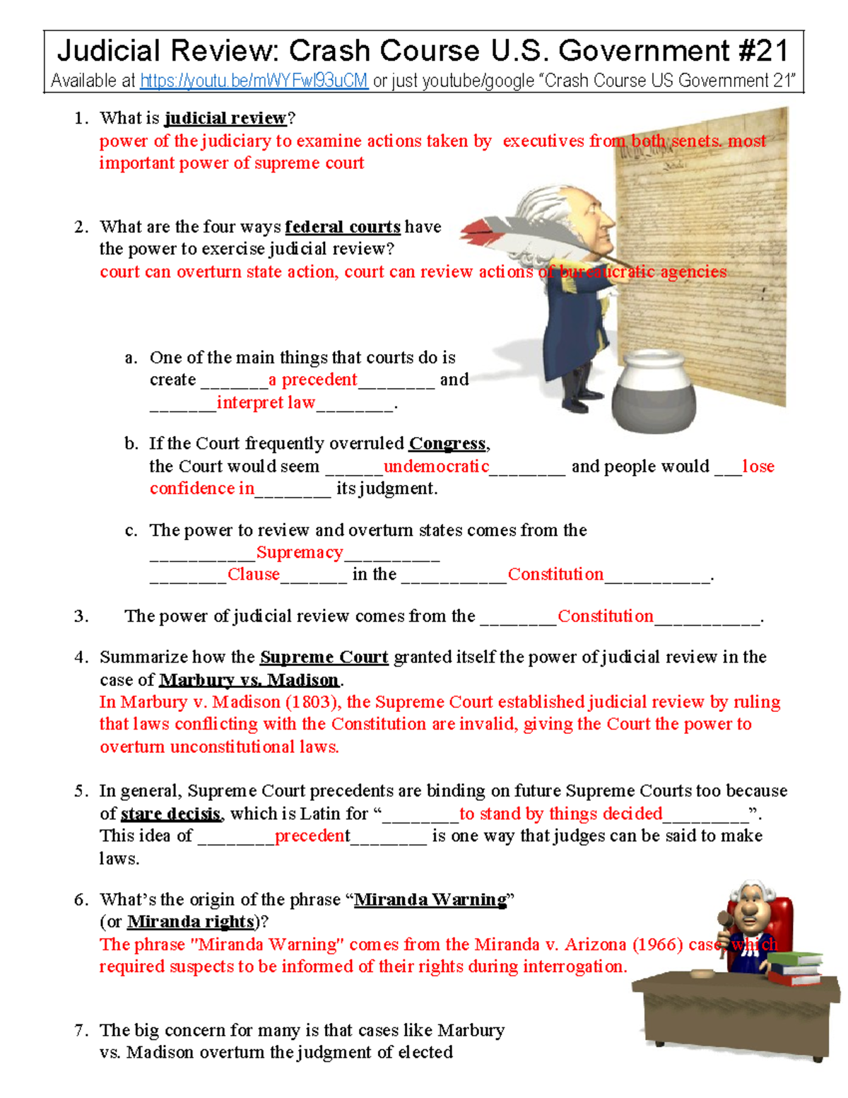 Judicial Review: Key Concepts & Cases in US Gov (Course US Government ...