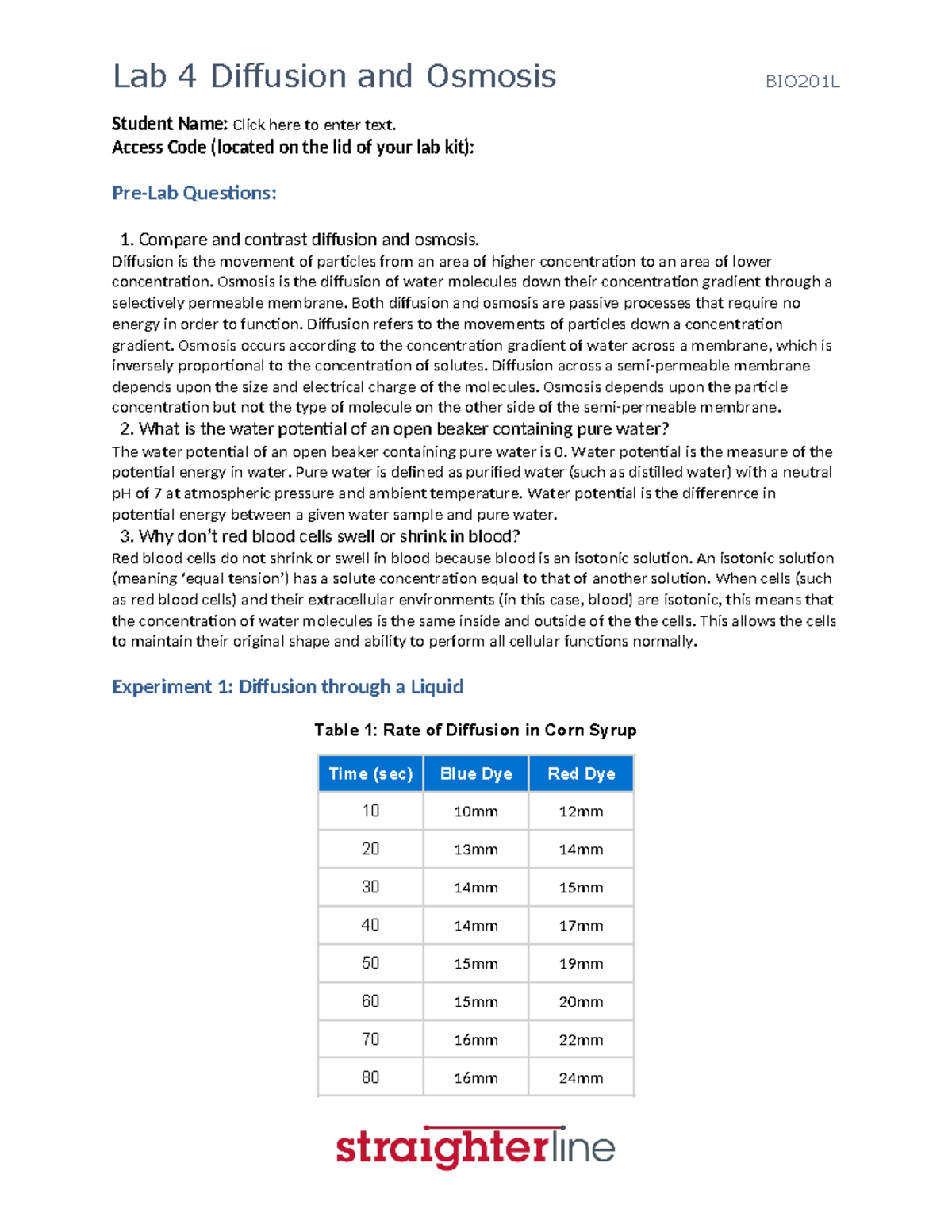 Lab 4: Diffusion and Osmosis Analysis - BIO201L Worksheet - Studocu
