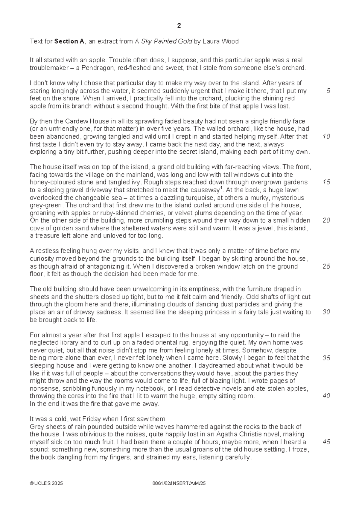 YEAR 8 PP2 - A Sky Painted Gold: Section A Text Analysis - Studocu